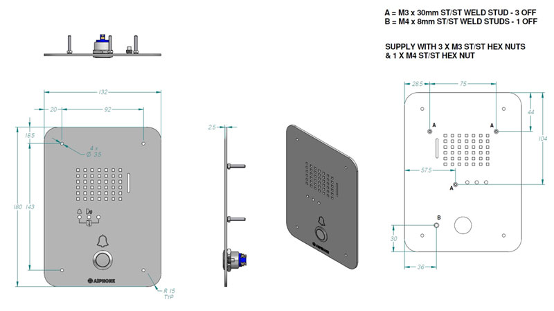 Aiphone SP.IX-SS-2G-ANTI-LIG IX2 Flush Mount Anti-Ligature Audio Station