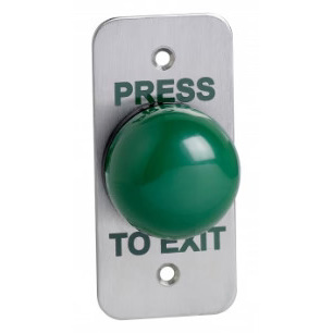 STP SPB004NF Flush narrow green dome stainless steel exit button